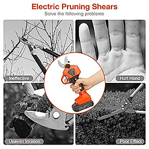 OUPINLH Electric Pruning Shears with 2 Pcs 21V Compact Battery 2000mAh 1.2 Inch(30mm) Cutting Diameter Cordless Battery Powered Pruner for Garden Branch 6-8 Working Hours