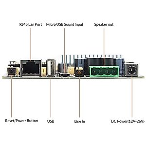Arylic WiFi&Bluetooth 5.0 Home Audio Amplifier with 50+50W 21V DC/2.0 Stereo Channel&Mono,multizone Streaming Amplifier Board with Airplay,Spotify Connect for DIY Speakers Board- Up2stream Amp V4