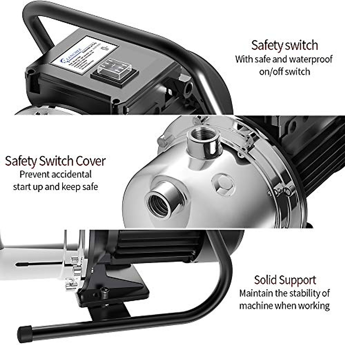 Lanchez 1.6 HP Shallow Well Pump Garden Pump，Portable Water Transfer Draining Irrigation Pump for Water Removal, Lawn Fountain Pump，Irrigation Pump 1162 GPH 147 Feet Height