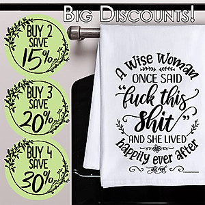 Funny Kitchen Towels - A Wise Woman Once Said - Funny Kitchen Towels Decorative Dish Towels with Sayings, Funny Housewarming Kitchen Gifts - Multi-Use Cute Kitchen Towels - Funny Gifts for Women