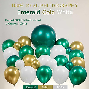Emerald Green and Gold Balloon Garland Arch Kit 123pcs Double Stuffed Chrome Teal Green Starburst Balloon for luxury Emerald Gold wedding Birthday anniversary graduations Prom Decorations