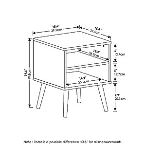 Furinno Claude Mid Century Style End Table with Wood Legs, French Oak Grey