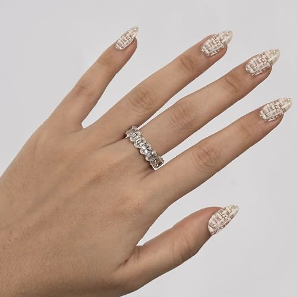 DIAMONBLISS Eternity Ring for Women 925 Sterling Silver Infinity Ring Band | 7.50 Carats 100 Facet Oval Cut Cubic Zirconia CZ Simulated Diamond Engagement Ring (6)