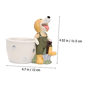 ORFOFE 2 Pcs Succulent Flower Pot Plant Decor Wall Plant Shelf Mini Containers Plant Holder Bowl Succulent Pot Dog Decorative Flowerpot Lovely Planter Home Adornment Resin Planting Pot