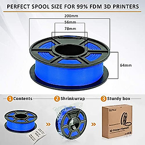 SUNLU PLA 3D Printer Filament, PLA Filament 1.75mm Dimensional Accuracy +/- 0.02 mm, 1 KG Spool, PLA Gray+Blue