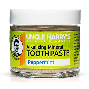 Uncle Harry's Peppermint Remineralizing Toothpaste | Natural Whitening Toothpaste Freshens Breath & Promotes Enamel | Vegan Fluoride Free Toothpaste