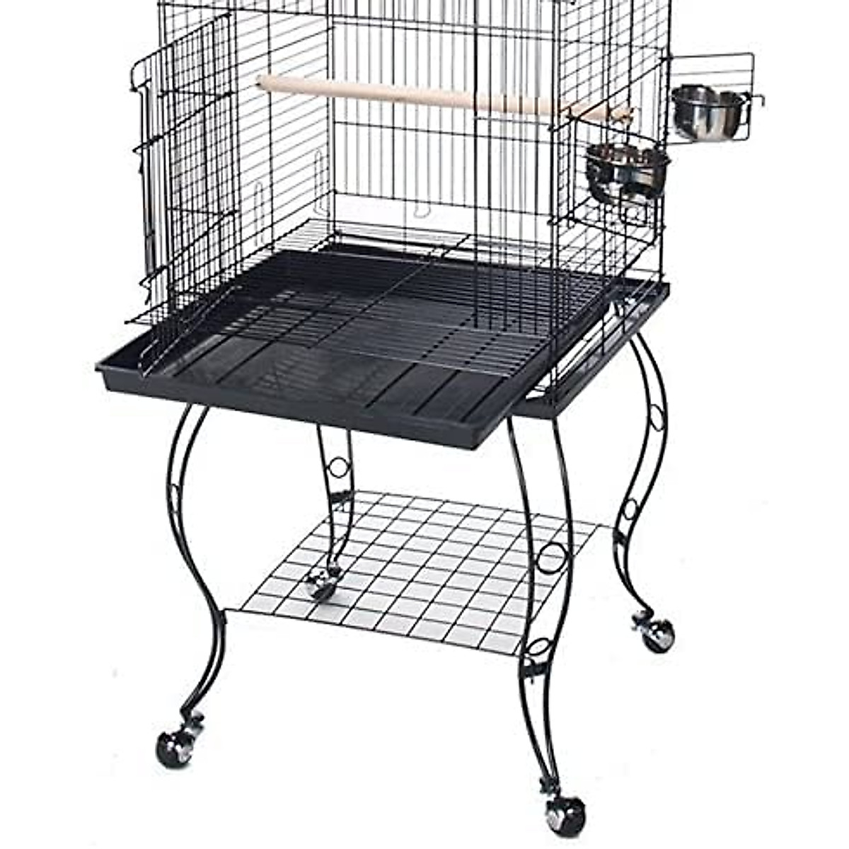 Large 64-Inch Open Dome Play-Top with 5/8-Inch Bar Spacing for Cockatiel Cockatiels Sun Conure Parakeet Rolling Cage (20 x 20 x 64 H inch, Black Vein)