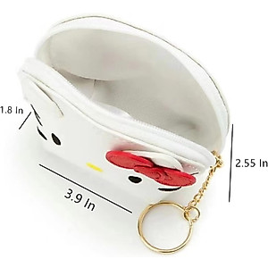FDC TGTA Cartoon Animal Coin Purse for Women with Zipper Leather Coin Pouch with Keychain, White Dog, one size