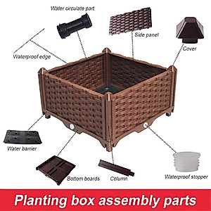 Hershii Plastic Raised Garden Bed Rectangular Planter Boxes Kit Indoor Outdoor Gardening Container for Growing Vegetables, Plants, Herbs, Flowers & Succulents - Brown - 61.41 X 15.35 X 8.66 Inches