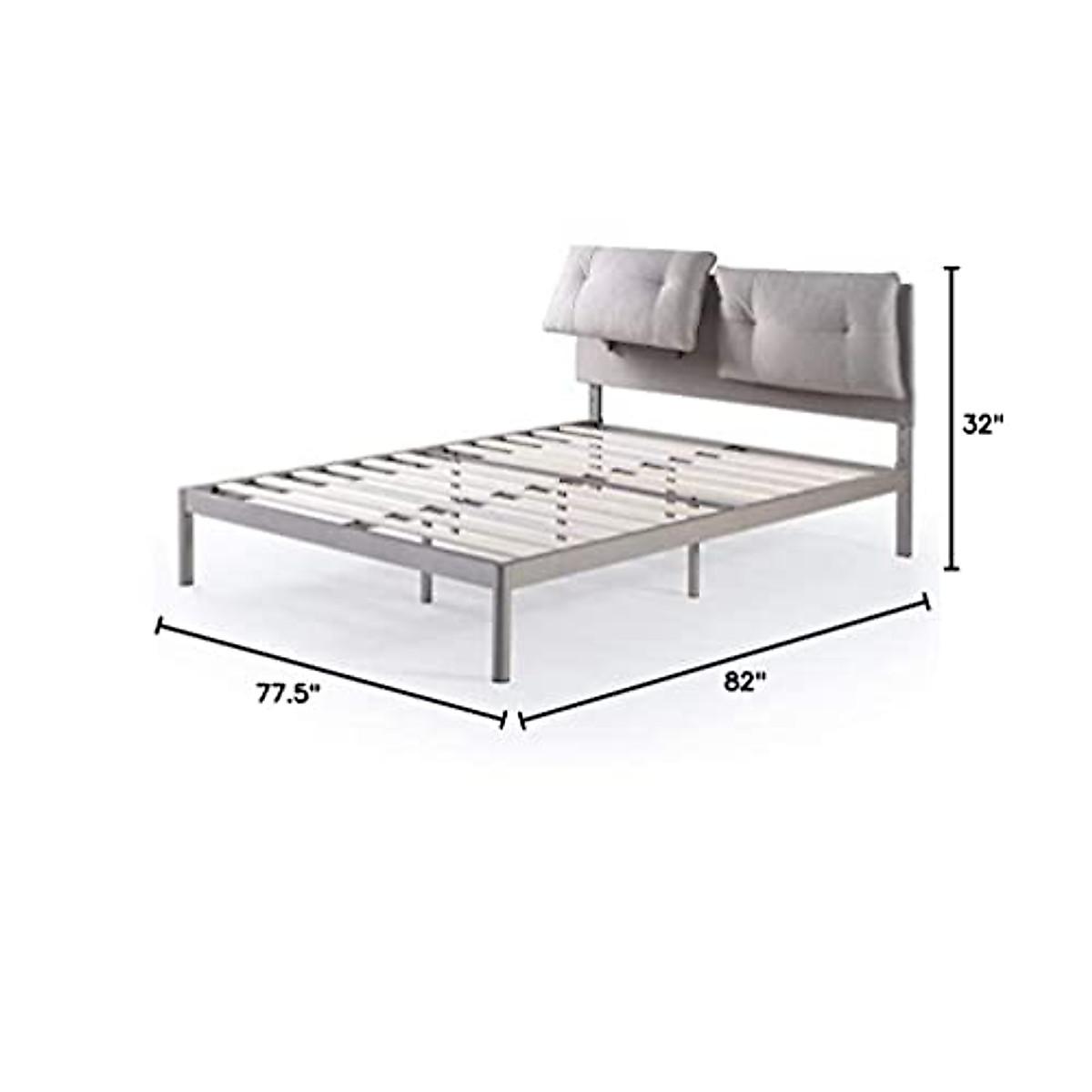 ZINUS Avery Platform Bed with Reclining Headboard / No Box Spring Needed / Cushioned Adjustable Headboard with Customizable Height / Easy Assembly, Beige, King