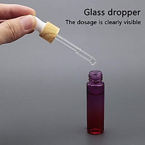 Kesell 10Pcs 10ml Dropper Bottle Purple-red Gradient Color Glass Vial With Dropper Empty Perfume Oil Bottles, 5pcs Funnels + 5pcs 5ml Transfer Dropper