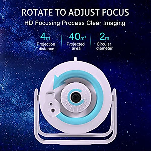 Star Projector, Galaxy Projector 360°Rotating with 10 Patterns Hd Focusing Night Light Projector with Remote Control Bluetooth Speaker Bedroom Decoration Living Room for Kids Gifts Birthday Party