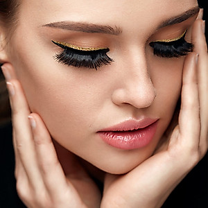 Swiffen 6 Pairs Reusable Eyeliner Eyelash Sticker with Colorful Eyeliner Eyelash Stickers Eyelid Eyelash Makeup Stickers Adhesive Eye Line Strip Stickers with 2 Black Eyelash Tweezers for Women