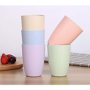 LuckyZone Wheat Straw Unbreakable Cup (12 oz) - Reusable Drinking Glasses Set of 5 - Dishwasher Safe - BPA Free & Eco-Friendly(Beige)