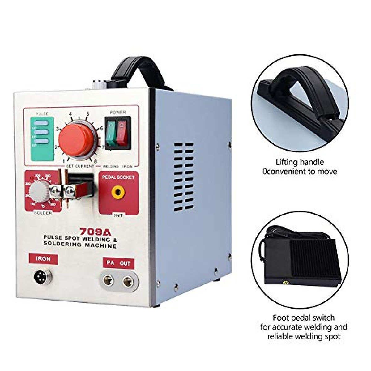 AC 110V US Plug 709A 3.2kW Spot Welder Welding Equipment and Soldering Pen DIY 18650 Lithium Battery Welding Machine, Nickle Plated Sheet, Welding Needle, Fuse(US Plug 110V)