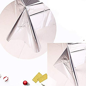 NIWWIN 2Pack Silver Foil Metallic Tinsel Tablecloth Table Cover Shiny Plastic Tablecloth Table Cloth Party Tablecovers for Rose Gold Party Table Decoration (Silver)