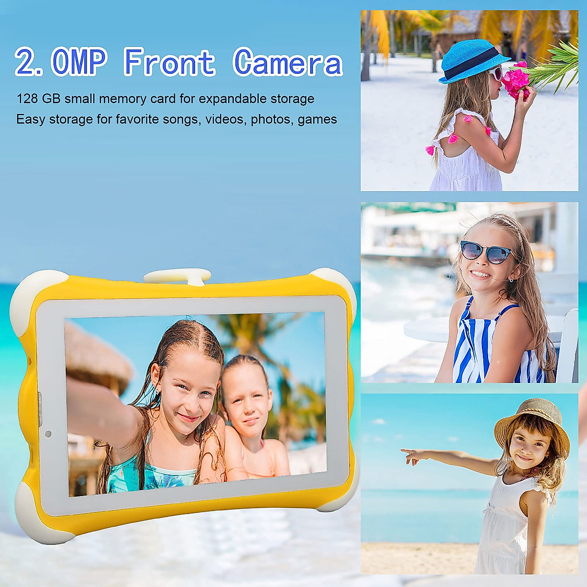 Kids Tablet, 3GB 32GB Dual SIM Dual Standby 7 inch HD Display 2MP Rear Camera Autofocus Toddler Tablet Triple Slot Eye Protection Display 6000mAh Battery WiFi Tablet for Kids