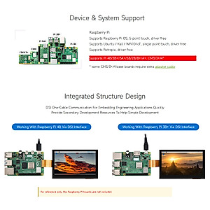 waveshare 4.3inch DSI Display, 800 × 480 Resolution, IPS, Compatible with Raspberry Pi 4B/3B+/3A+/3B/2B/B+/A+, CM3/3+/4, Touch Version