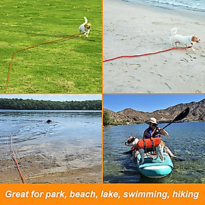 Vivifying Long Dog Leash, 32ft Floating Dog Training Leash, Check Cord Rope Leash with Comfortable Handle for Outside, Hiking, Swimming, Beach and Lake (Orange)