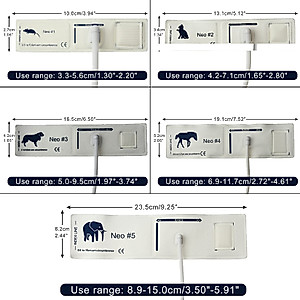 5 Pcs Veterinary Animal Blood Pressure Cuff,5 Different Sizes Disposable Pet Sphygmomanometer Cuff Accessories - Fit Most Veterinary Monitor with 2 Kinds of Interfaces (Mix)