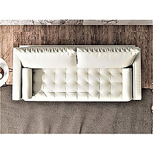 US Pride Furniture NS5454-S Caladeron Mid-Century Modern Sofa in Faux Leather, PVC White