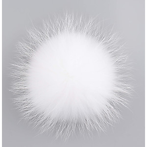 EASTER BARTHE White Cashmere Beanie Hat Women Winter Slouchy Knit Beanie Hat with White Fur Pom Pom Beanie Ski Hat Stocking Cap Hat