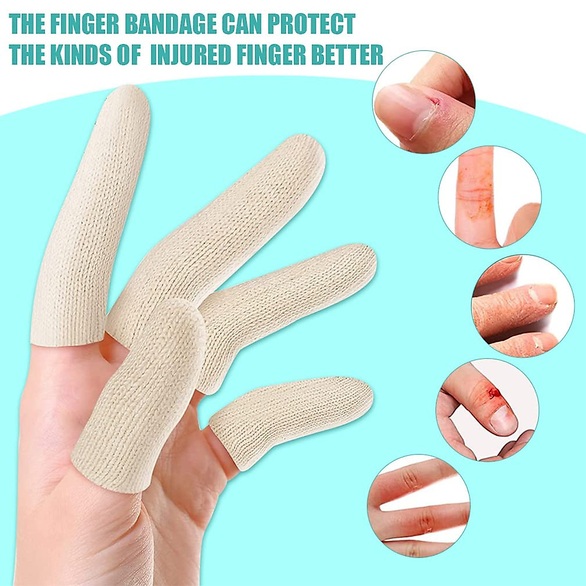 Finger Bandage 20 PCS Finger Cots Finger Protector First Aid Tubular Bandages Finger Sleeves for Finger Sprains Swelling
