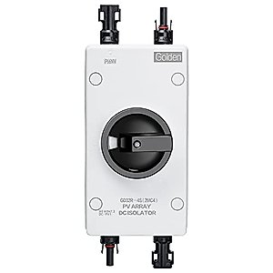 Solar Combiner Box 32A 1000V PV DC Isolator Switch with Solar Connector for Solar Power System RV, Boats, and Off/On-Grid Solar System, IP66 Waterproof