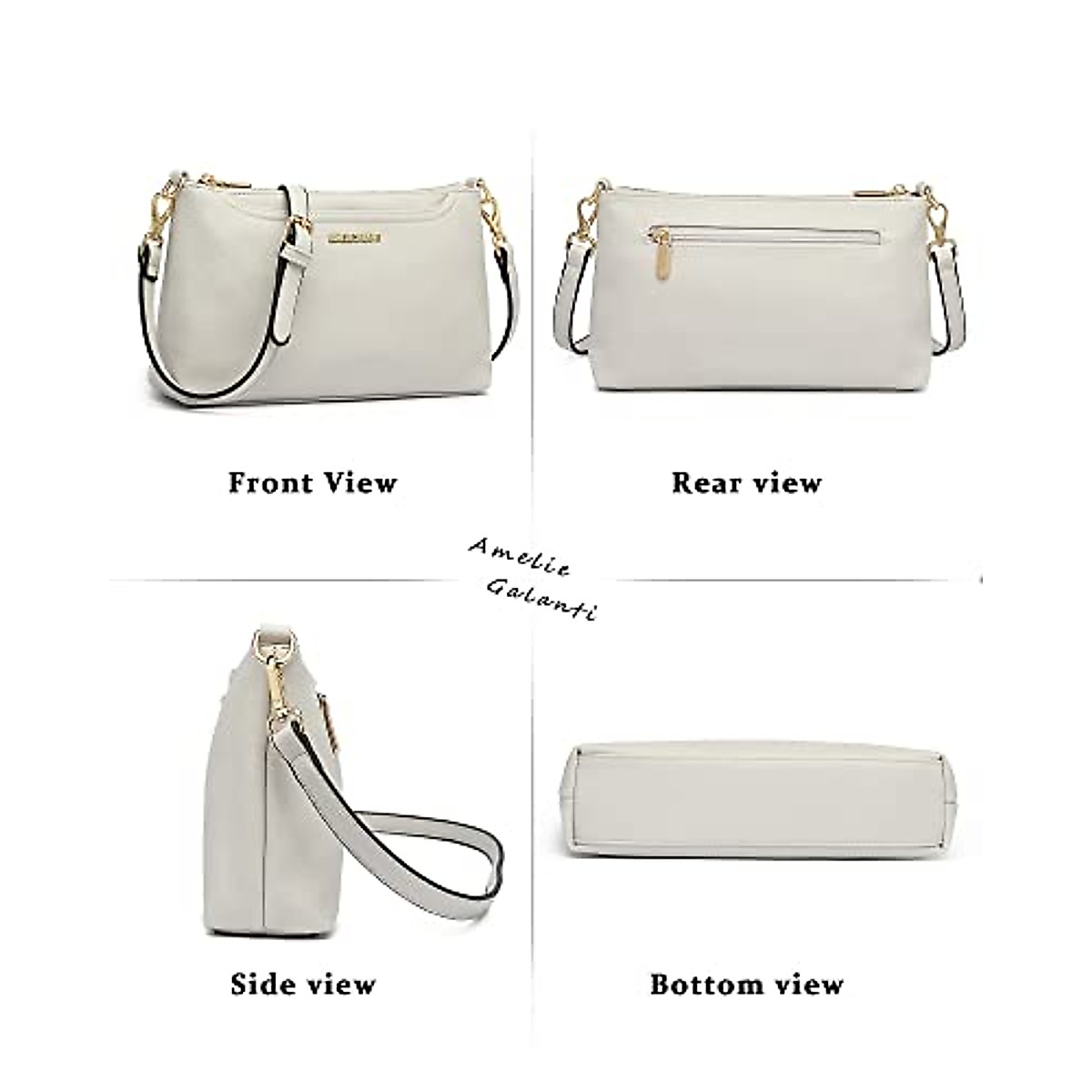 AMELIE GALANTI Small Crossbody Bag purse for Women,leather Shoulder handbag with Adjustable Strap