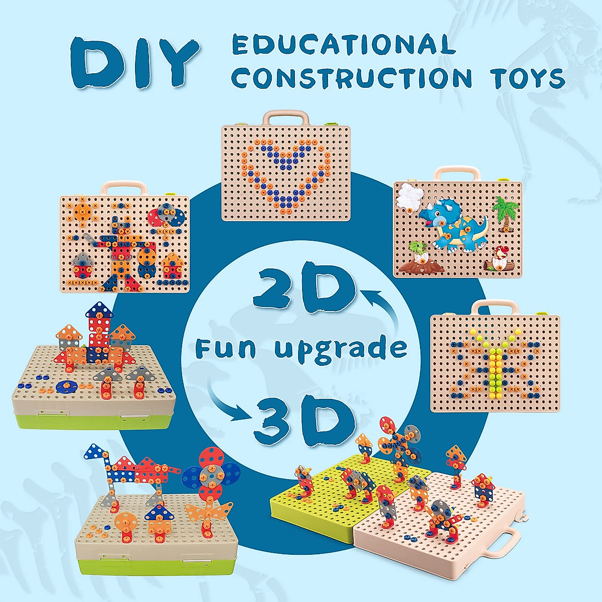 Building Toys - Take Apart Dinosaur Toys for Kids 3-7 - Real Dinosaur Life Scene - Construction Engineering Toys with Building Blocks and Storage Box - Learning & Education Toys for Boys and Girls