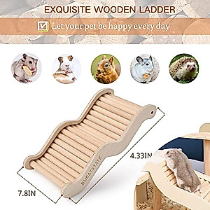JanYoo Hamster Climibing Toys Ladder Bridge Ramp Chew Toy Wooden for Hamsters Gerbils Rat Small Animals Cage Accessories