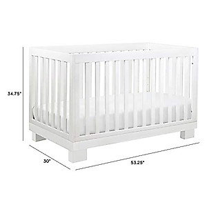 Babyletto Modo 3-in-1 Convertible Crib with Toddler Bed Conversion Kit in White, Greenguard Gold Certified