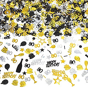 3000 Pieces Table Confetti Happy Birthday Confetti Table Confetti Birthday Cake Confetti Foil Metallic Sequins Confetti for Table Cake Party Decoration Anniversary DIY Craft Supplies (80th)