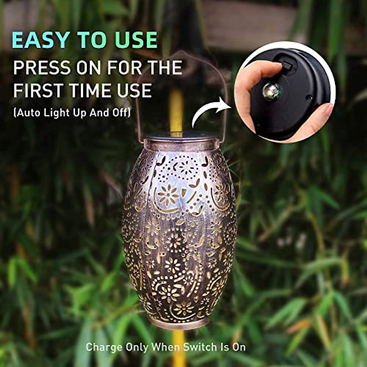 2 Pack Hanging Solar Lanterns Outdoor Lanterns Waterproof Decorative Garden Lights Retro Oval LED Lantern Lights for Table Patio Courtyard Party Pathway Walkway