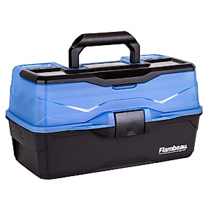 Flambeau Outdoors 6383FB 3-Tray Classic Tray Tackle Box, Portable Tackle Organizer, Frost Blue/Black