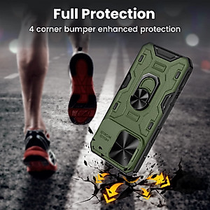 VEGO for iPhone 14 Pro Max Case, iPhone 14 ProMax Case with Slide Camera Cover Built-in 360° Rotate Ring Stand Kickstand Fit for Magnetic Car Mount Cover Case for iPhone 14 Pro Max 6.7" 2022 - Green