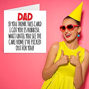 Stuff4 Funny Happy Birthday Cards for Dad - Care Home - Joke Birthday Card for Dad from Son Daughter, Birthday Gifts, 5.7 x 5.7 Inch Humor Father's Day Greeting Cards Gift for Daddy Papa
