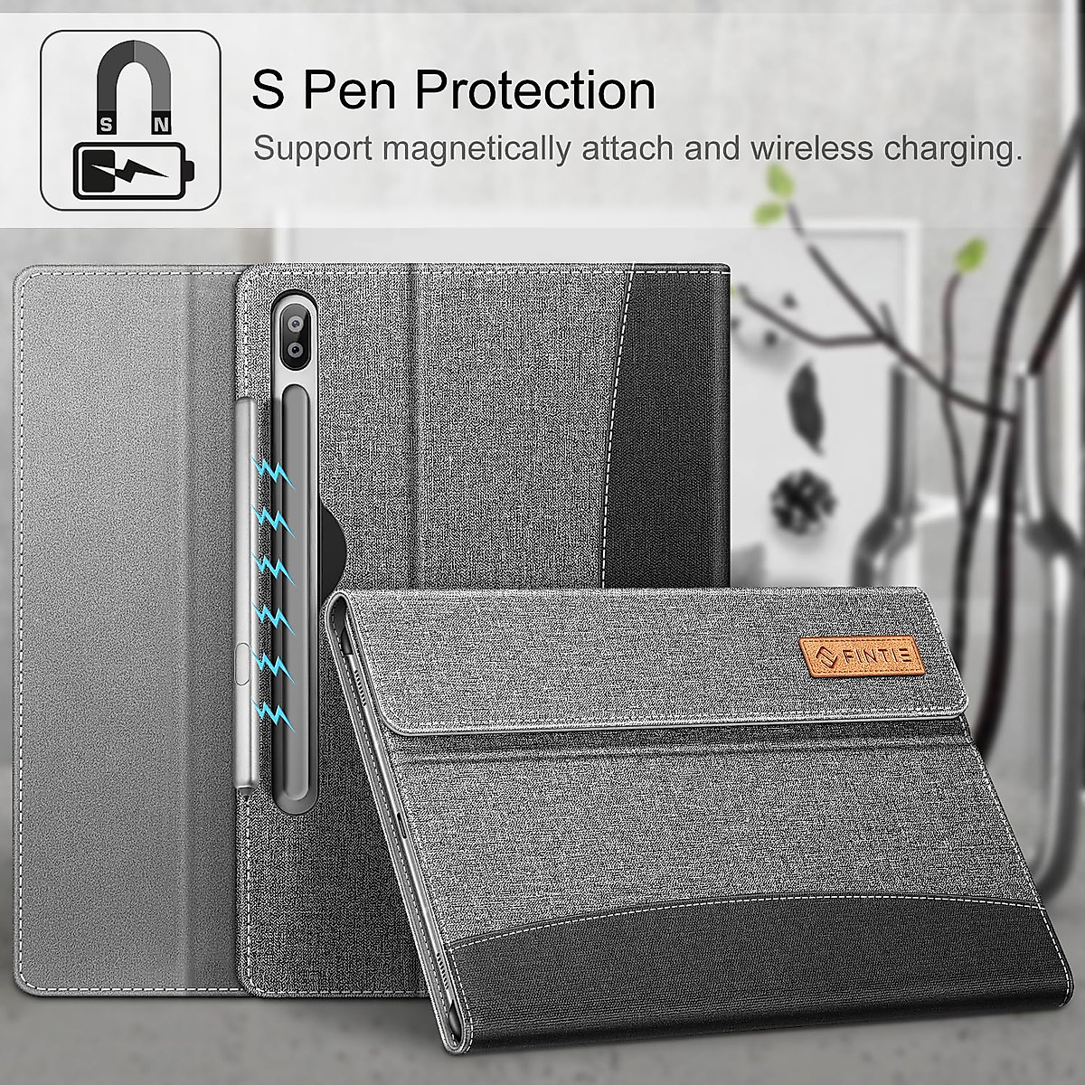 Fintie Case for Samsung Galaxy Tab S6 10.5" 2019 (Model SM-T860/T865/T867), [Supports S Pen Wireless Charging] Multiple Angle Portfolio Business Cover with Pocket Auto Sleep/Wake, Gray