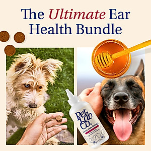 PetLab Co - Dog Ear Yeast Bundle: Soft Chew Dog Probiotics for Gut Health, Yeast Production, Itchy Ears, Itchy Skin, Seasonal Allergies & Clear Ears Therapy Ear Cleaner for Dogs