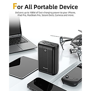External Battery for Laptop, imuto 100W 99Wh Portable Laptop Charger,PD Fast Charging USB C Power Bank,Compatible with Laptop,Macbook,Dell Xps,Surface,iPad,Steam Deck,Switch, iPhone 14/13,Galaxy,Pixel