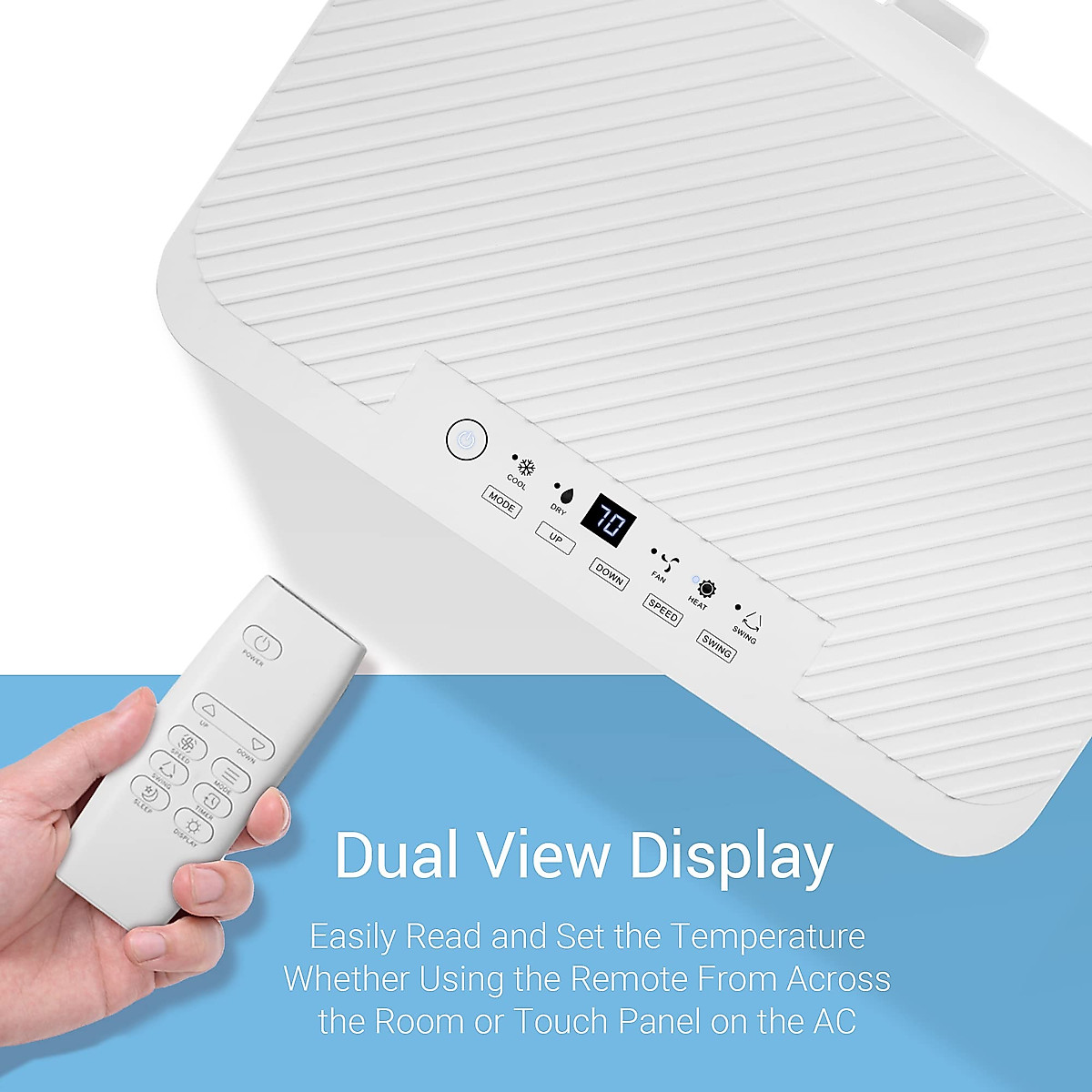 DELLA 14000 BTU WiFi Enabled Portable Air Conditioner & Heater, Freestanding Electric Auto Swing Fan Dehumidifier AC Unit w/Remote Control Window Kit For Rooms Up To 800 Sq.ft