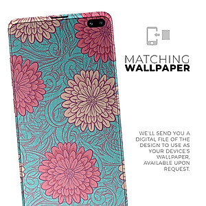 DesignSkinz Pink & Blue Floral Illustration Protective Vinyl Decal Wrap Skin Cover Compatible with The Samsung Galaxy S20 (Screen Trim & Back Glass Skin)