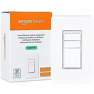 Amazon Basics Single Pole Smart Dimmer Switch, Neutral Wire Required, 2.4 Ghz WiFi, Works with Alexa