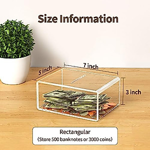 NIUBEE Piggy Bank for Adults, Acrylic Piggy Banks for Boys Girls Saving Real Money Cash Coin Jar, Must Break to Open Savings Box, Unbreakable Clear Money Saver(7x5x3 inch)