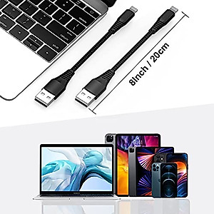 [Apple MFi Certified] Short iPhone Charging Cable(3Pack 8 Inch),USB to Lightning Charger Cord for Apple,Nylon Braided Fast Charging Data Syncing Cable for iPhone 14/13/12/11/XS/XR/X/8/7/6/iPad/Airpods