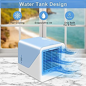 Llfaiww Portable Air Conditioner, Personal Mini Air Conditioner in 3 Speed, USB Air Cooler with LED Light for Office Bedroom Kitchen Nightstand Black