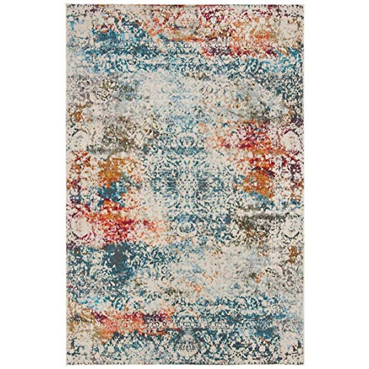 SAFAVIEH Luxor Collection 4' x 6' Ivory/Blue LUX308A Handmade Modern Distressed Area Rug
