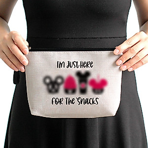 Hanamiya Na Snacks Bag for Travel, Funny Makeup Bag, Waterproof Makeup Bag, Washable, Reusable for Travel, Beach, Cute Toiletry Bag for Girls Teens Friends- I'm Just Here for The Snacks