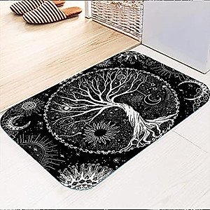 LGGQQW Tree of Life Area Rugs Black and White Carpets Sun Moon Star Area Rugs Constellation Goth Mystic Aesthetic Rugs for Bedroom Dorm Living Room