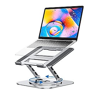MCHOSE Adjustable Laptop Stand for Desk, Ergonomic Laptop Riser with 360° Rotating Base, Foldable Notebook Computer Holder Stand Compatible with MacBook Air Pro, Dell XPS, More 10-17" Laptops, Silver